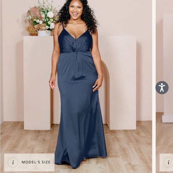 Revelry | Dresses | Revelry Navy Blue Satin Bridesmaid Dress | Poshmark